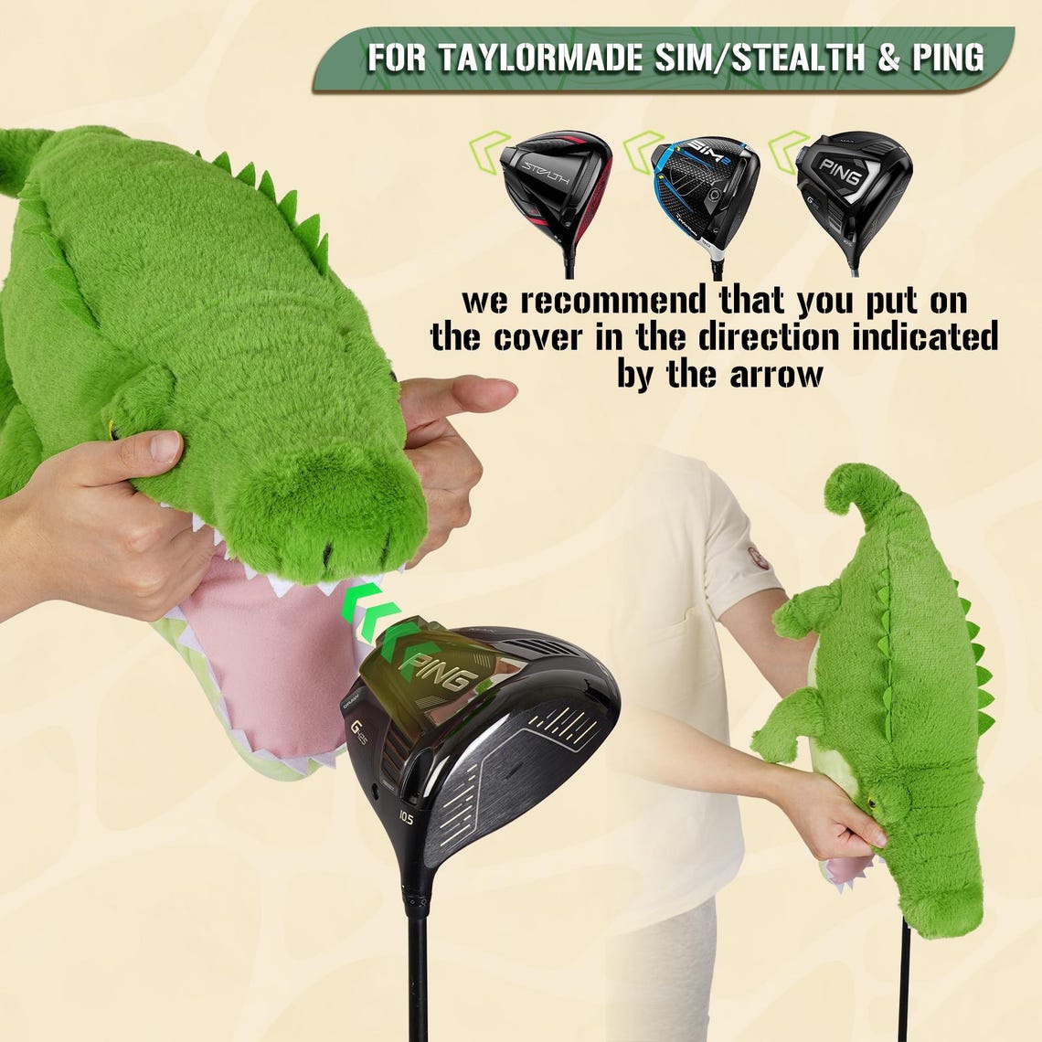 Driver Golf Headcover, Funny Crocodile Animal Golf Club Protector ...