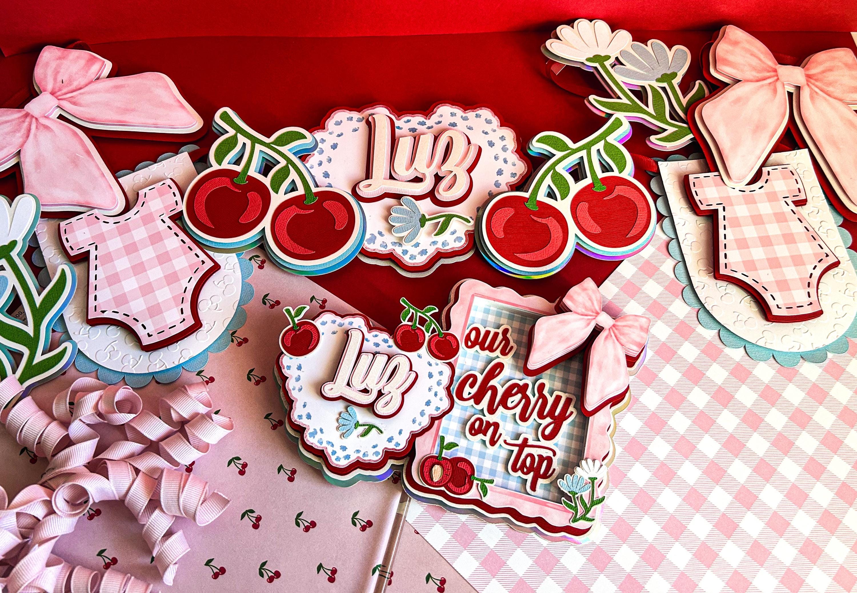 Cherry Cake Topper, Coquette Party, Bow Cake Topper, Cherry Shower ...