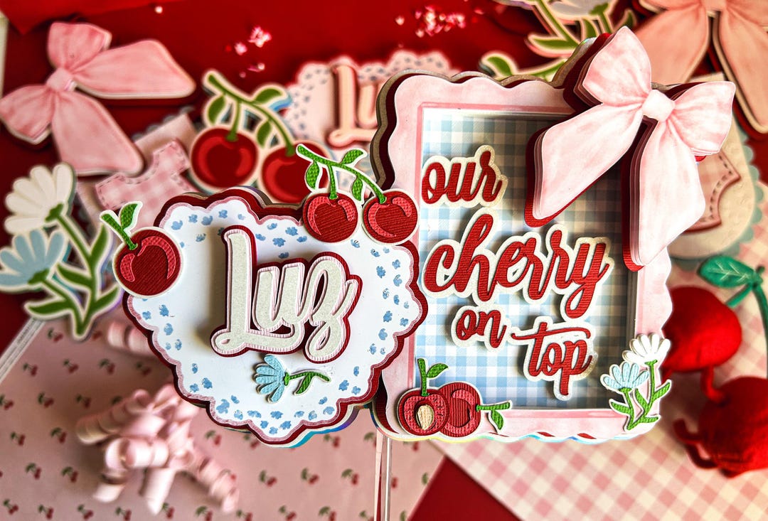 Cherry Cake Topper, Coquette Party, Bow Cake Topper, Cherry Shower ...