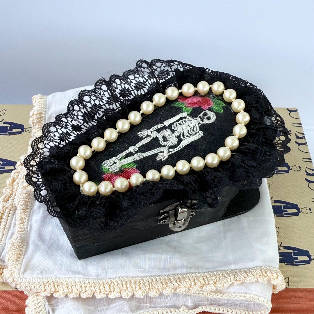 Embroidered Skeleton Coffin Box – Handmade Gothic Trinket Jewelry Box ...