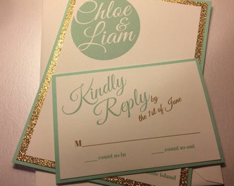 Mint green wedding invitation | Etsy