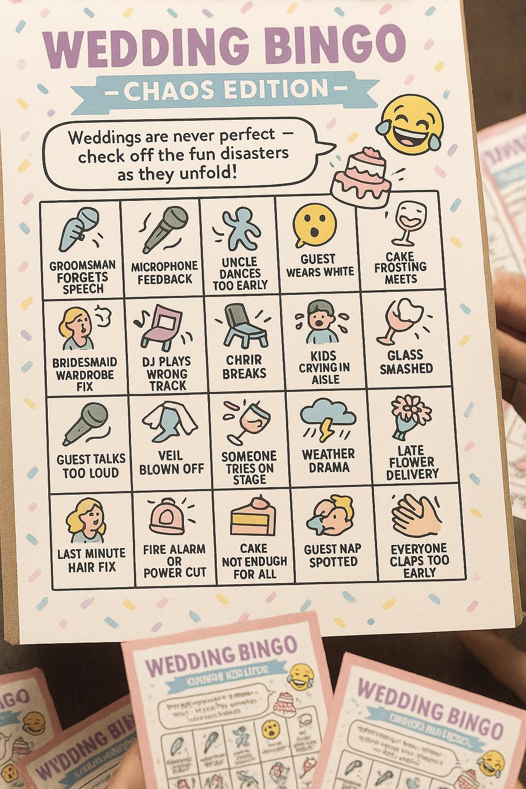 Funny Wedding Bingo Cards: Chaos Edition Reception Game - Etsy
