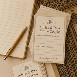 Minimalist Islamic Advice Cards: Mocha Nikah Guest Message - 50-250 Pcs ...