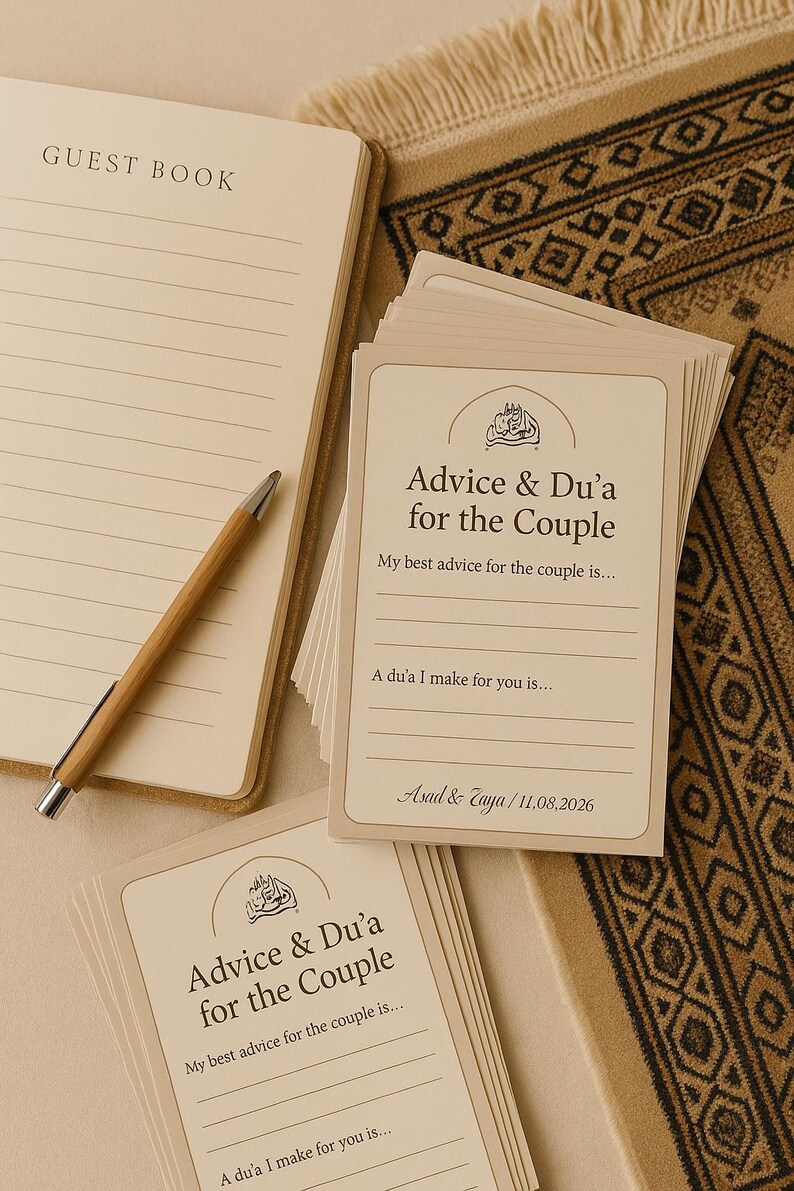 Minimalist Islamic Advice Cards: Mocha Nikah Guest Message - 50-250 Pcs ...