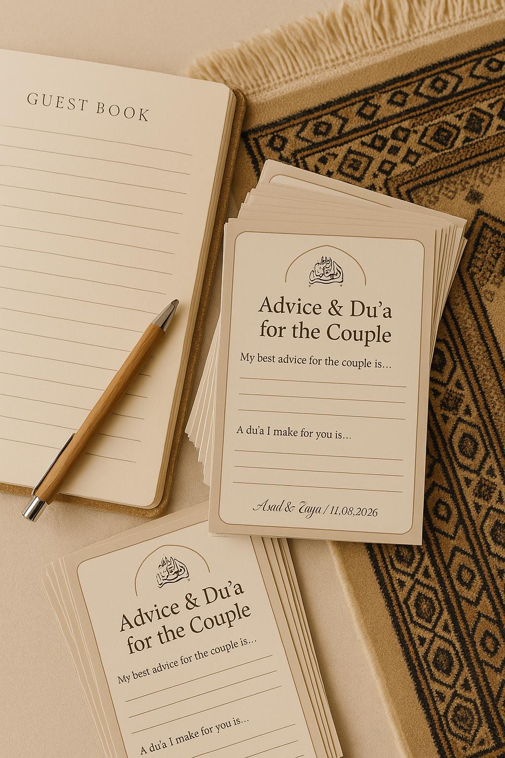 Minimalist Islamic Advice Cards: Mocha Nikah Guest Message - 50-250 Pcs ...