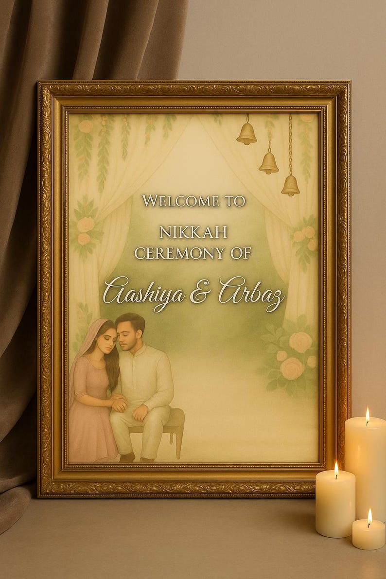 Soft Muslim Nikkah Welcome Sign | Islamic Wedding Printable | Elegant ...