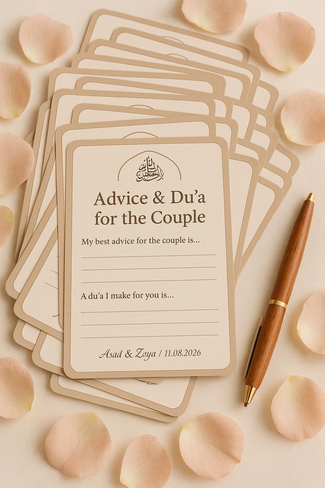 Minimalist Islamic Advice Cards: Mocha Nikah Guest Message - 50-250 Pcs ...