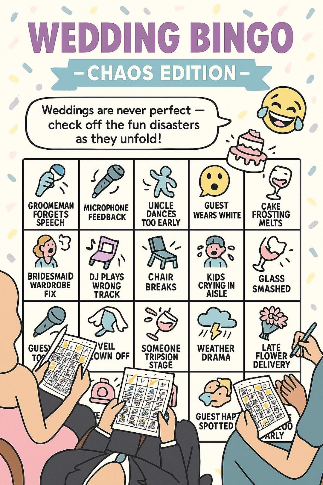 Funny Wedding Bingo Cards: Chaos Edition Reception Game - Etsy