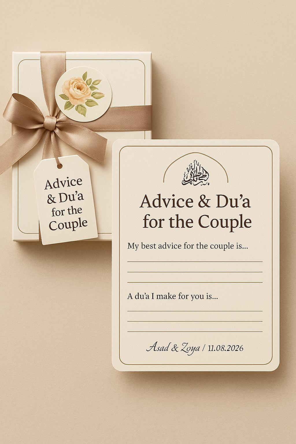 Minimalist Islamic Advice Cards: Mocha Nikah Guest Message - 50-250 Pcs ...