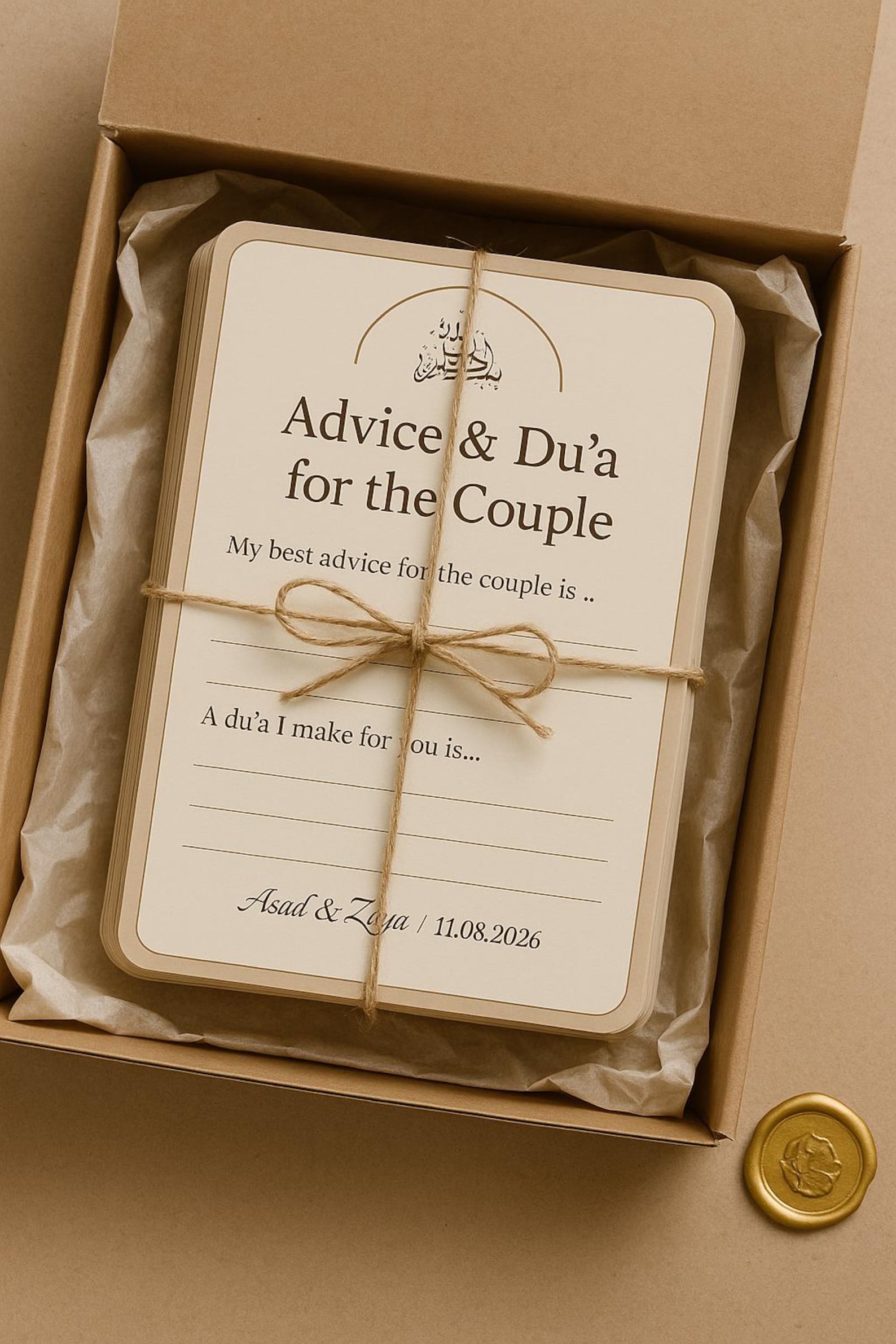 Minimalist Islamic Advice Cards: Mocha Nikah Guest Message - 50-250 Pcs ...