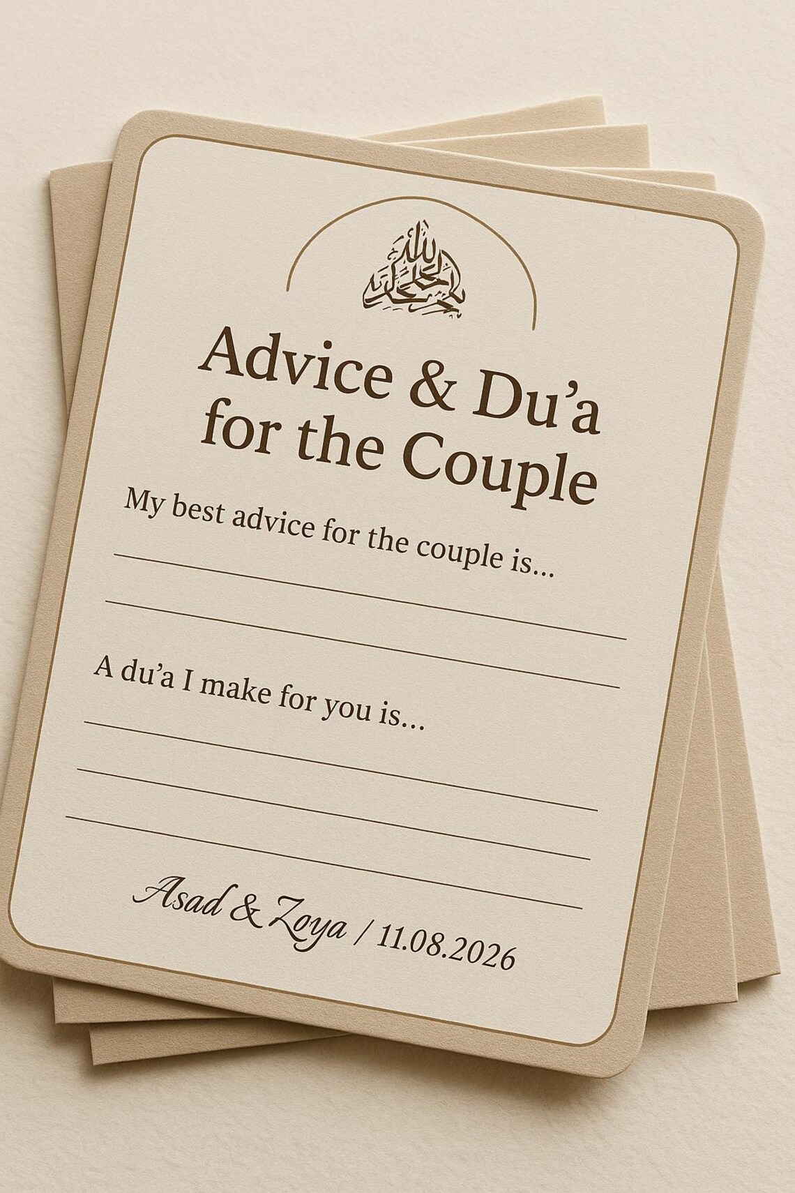 Minimalist Islamic Advice Cards: Mocha Nikah Guest Message - 50-250 Pcs ...