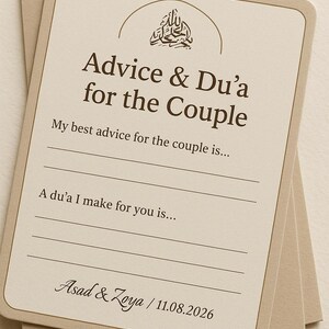 Minimalist Islamic Advice Cards: Mocha Nikah Guest Message - 50-250 Pcs ...
