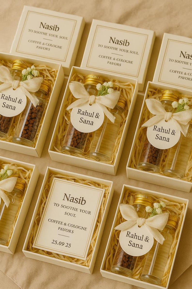 Islamic Wedding Favor Set: Coffee & Halal Oud Fragrance - Nikah Gift ...