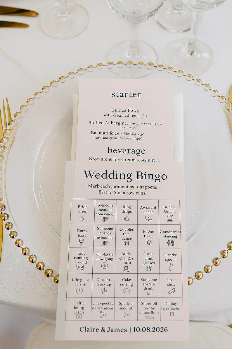 Wedding Bingo Game: Funny Reception Guest Activity - Elegant Card Pack ...