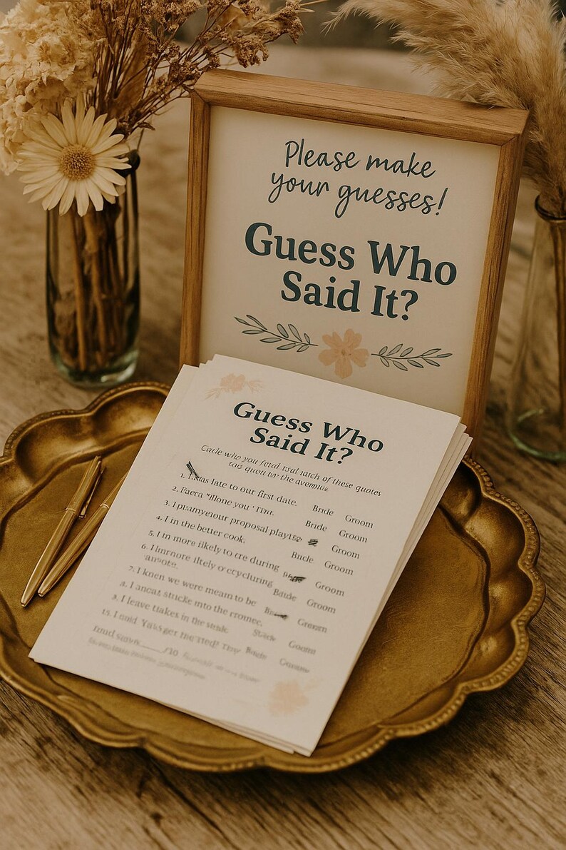 Guess Who Said It Wedding Game: Funny Couples Quiz, Bridal Shower ...