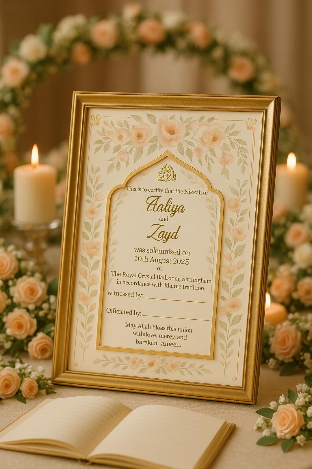 Blush Floral Nikkah/nikah Certificate | Editable Islamic Wedding ...