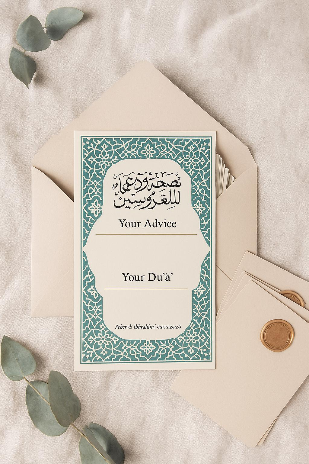 Islamic Wedding Advice Card: Arabic Mosaic Design, Custom Keepsake - Etsy