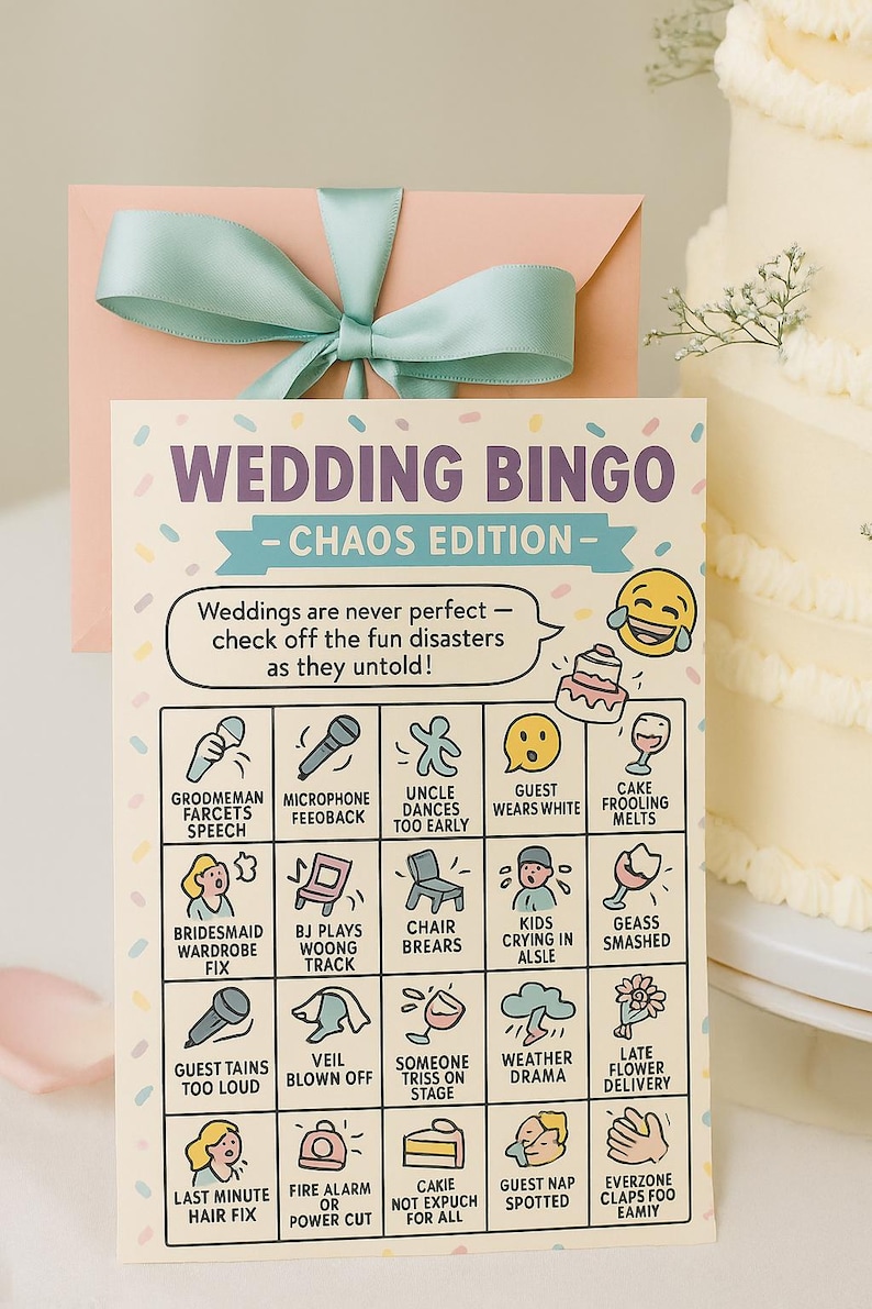 Funny Wedding Bingo Cards: Chaos Edition Reception Game - Etsy