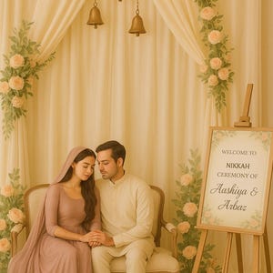 Soft Muslim Nikkah Welcome Sign | Islamic Wedding Printable | Elegant ...