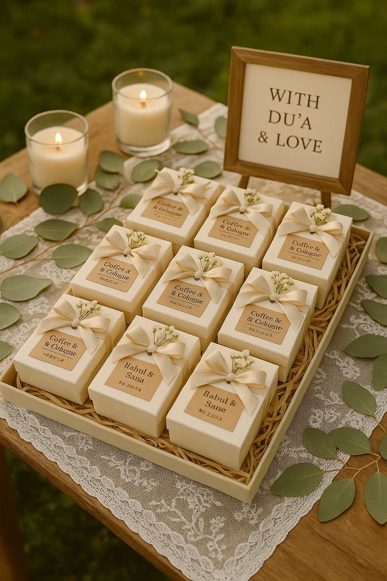 Islamic Wedding Favor Set: Coffee & Halal Oud Fragrance - Nikah Gift ...