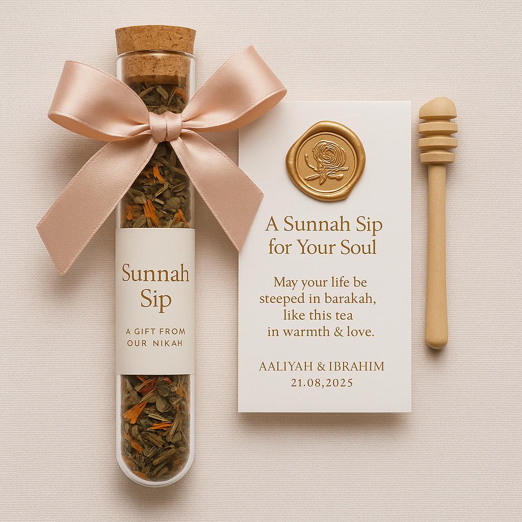 Sunnah Sip Islamic Wedding Favors (set of 50): Halal Tea, Luxe Du’a ...