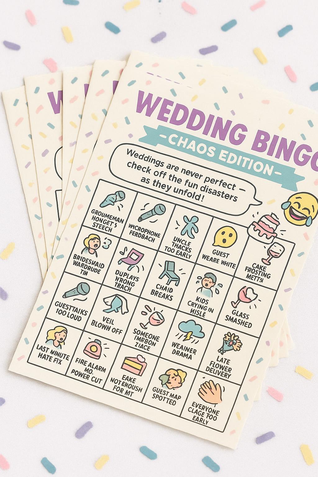 Funny Wedding Bingo Cards: Chaos Edition Reception Game - Etsy