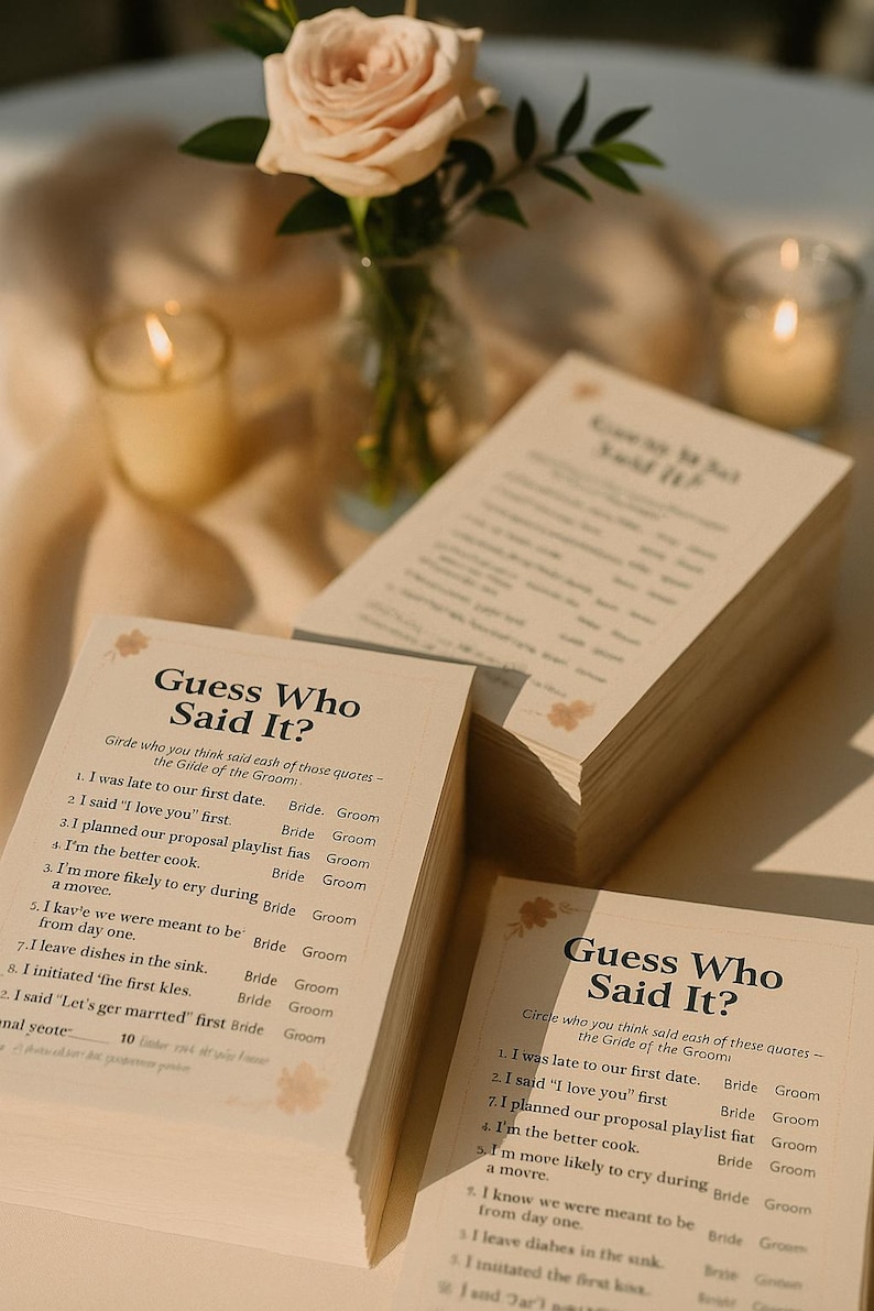 Guess Who Said It Wedding Game: Funny Couples Quiz, Bridal Shower ...