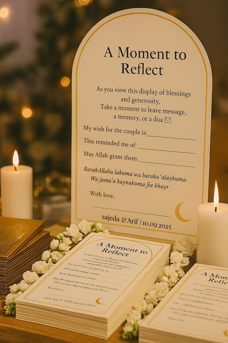 Islamic Wedding Reflection Card | Barakah Money Table Dua Card | Muslim ...