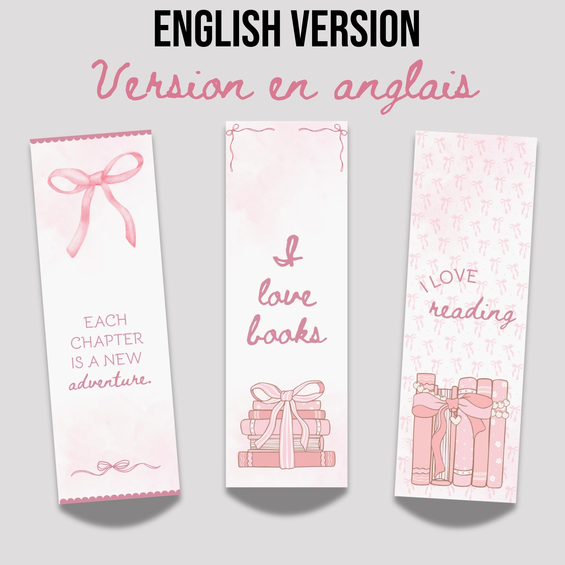 Coquette Bookmark: Pink French Book Lover Gift (printable) - Etsy