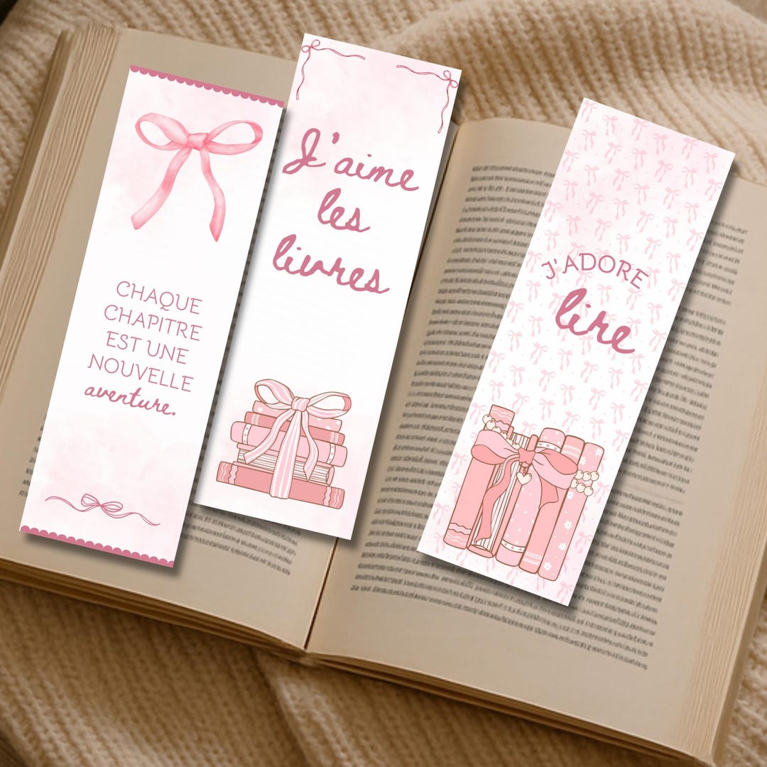 Coquette Bookmark: Pink French Book Lover Gift (printable) - Etsy