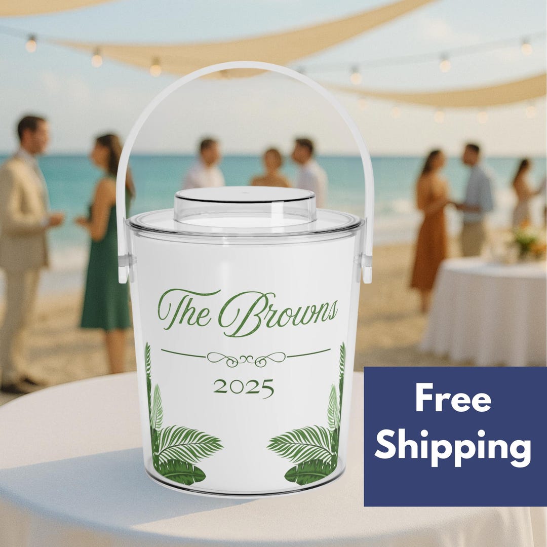 Retro Tropical Wedding Ice Bucket With Tongs Personalized Engagement ...