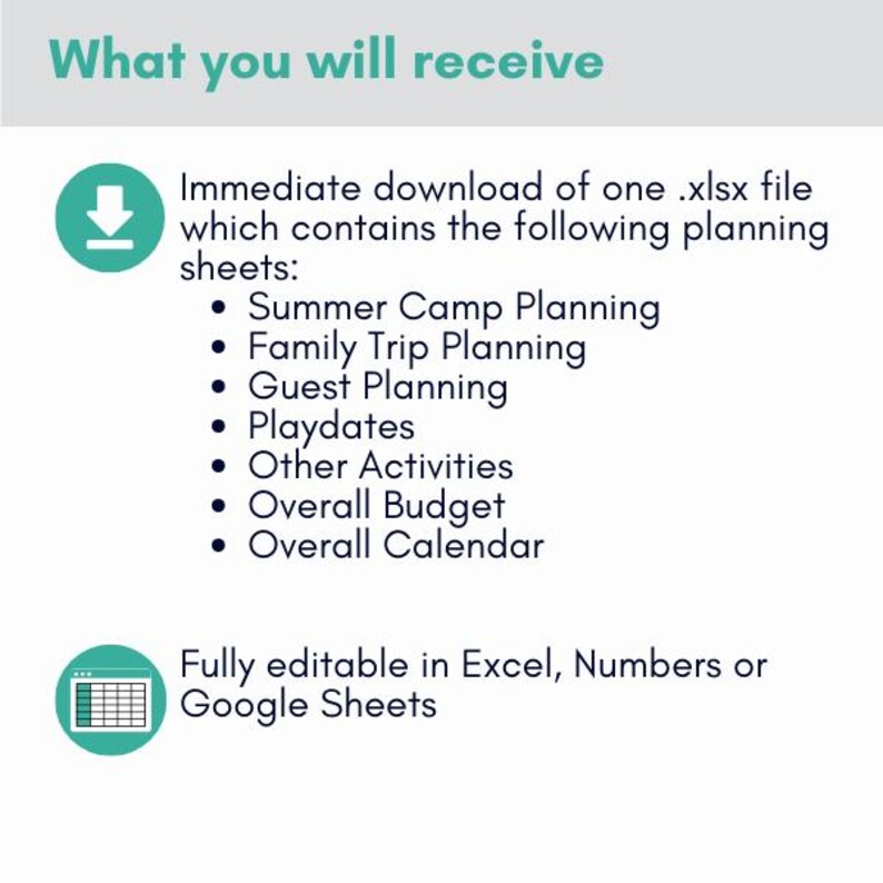 Summer Camp Planner Spreadsheet Family Trips Organizer Camp Expense Excel Playdate Nanny Google ...