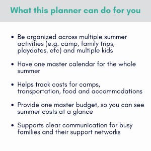 Summer Camp Planner Spreadsheet Family Trips Organizer Camp Expense ...