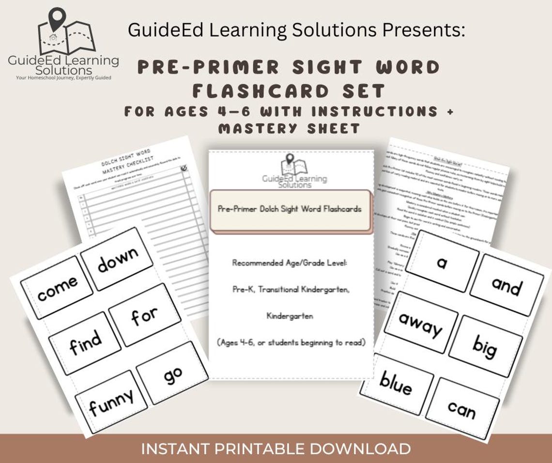 Dolch Sight Words for Pre-k & Kindergarten | Pre-primer Level | Sight ...