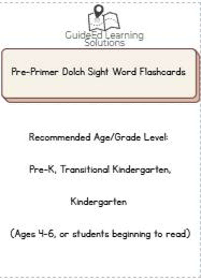Dolch Sight Words for Pre-k & Kindergarten | Pre-primer Level | Sight ...
