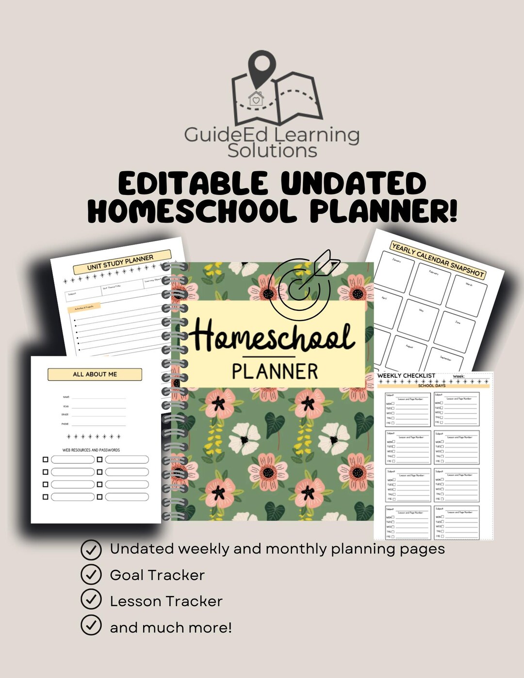 Homeschool Planner Printable PDF | 40-week Undated Weekly Planner ...