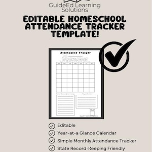 Homeschool Attendance Tracker Printable | Monthly & Yearly Record ...