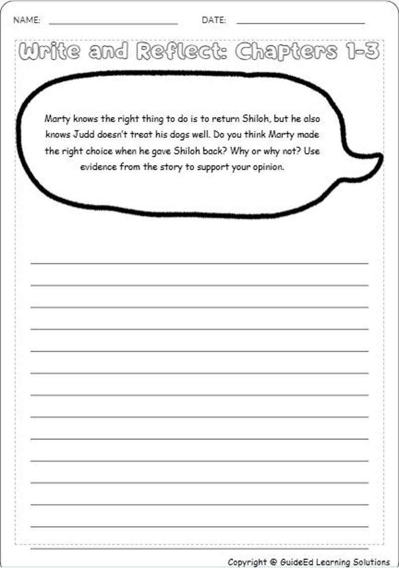 Shiloh Novel Study | Independent Book Unit | Printable Homeschool ...