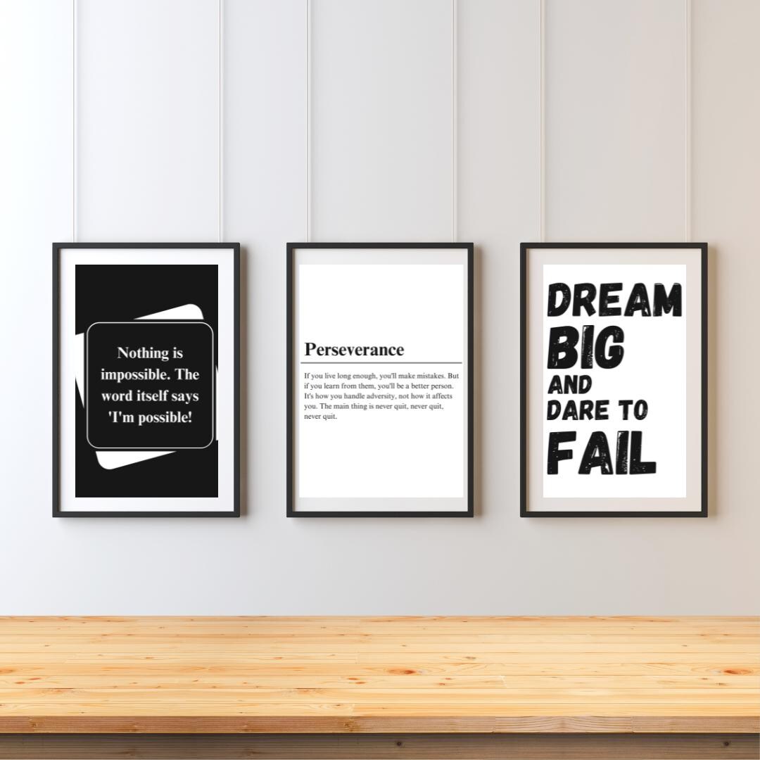 Motivational & Inspirational Quotes Posters -set of 3 Minimalist Prints ...