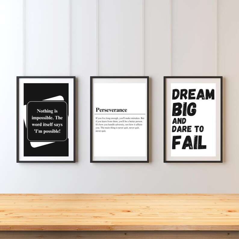 Motivational & Inspirational Quotes Posters -set of 3 Minimalist Prints ...