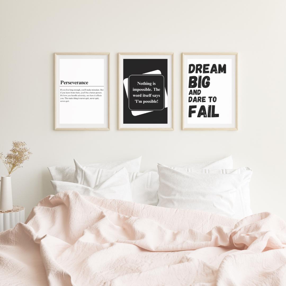 Motivational & Inspirational Quotes Posters -set of 3 Minimalist Prints ...