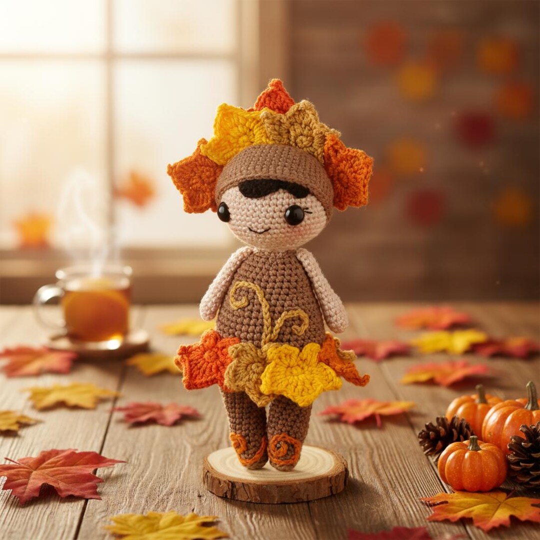 Fall Amigurumi Doll Pattern, Autumn Crochet Pattern, Crochet Leaf Doll ...