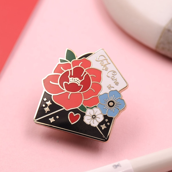 Flower Enamel Pin - Etsy