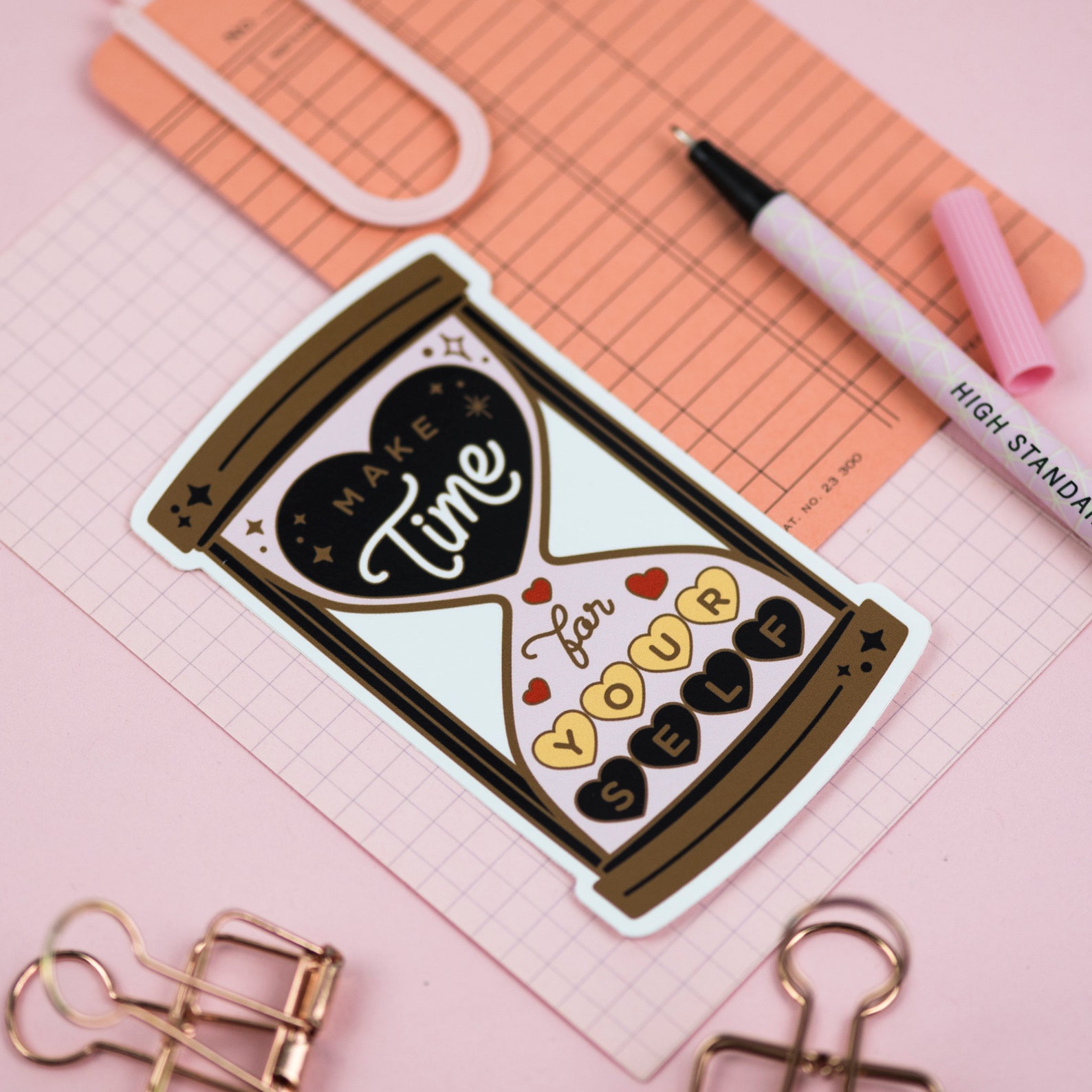 Hourglass Vinyl Sticker, Make Time for Yourself, Self Care Stickers ...