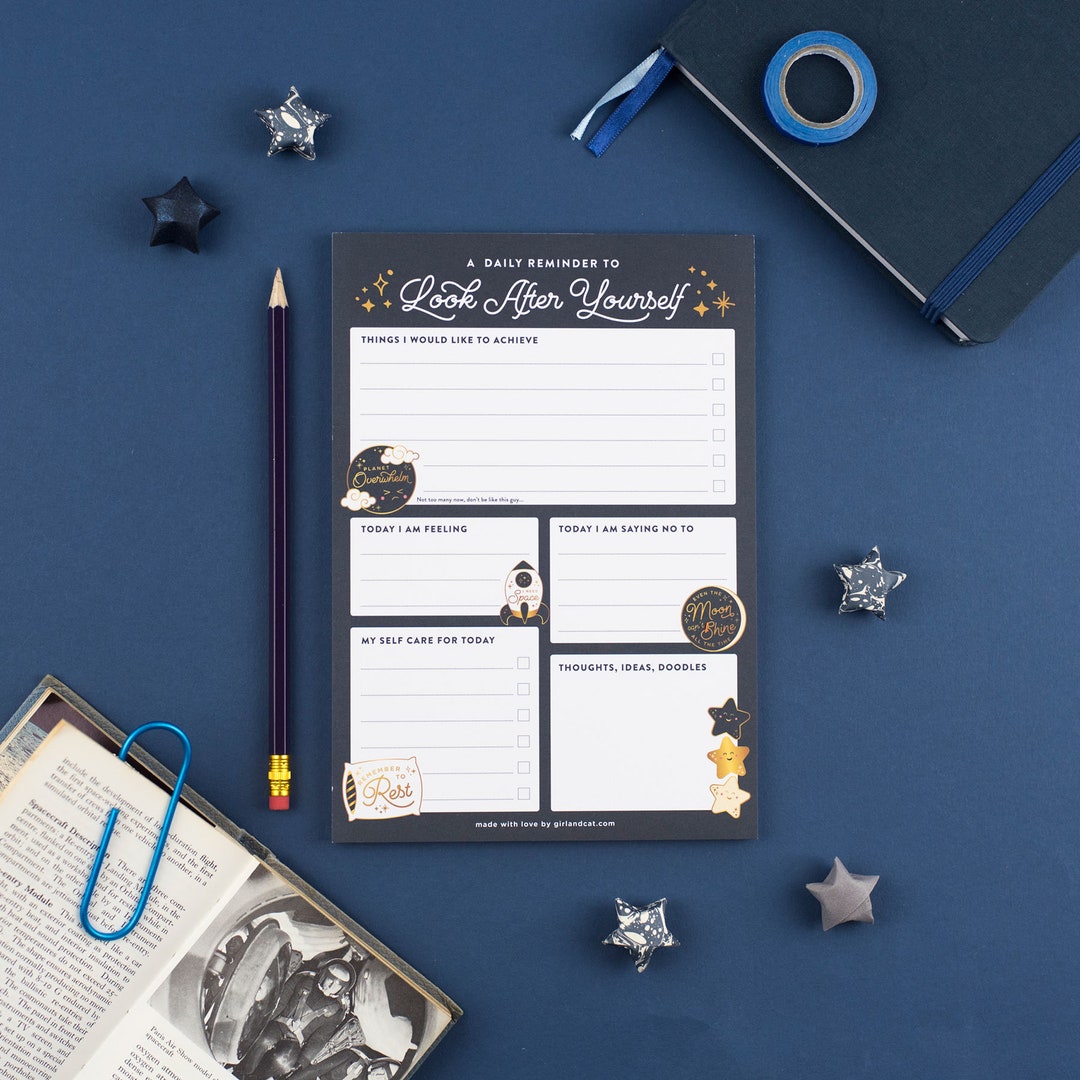 Self Care Mental Health Notepad: Look After Yourself Planner Pad - Etsy
