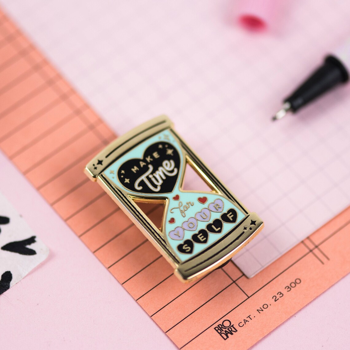 Hourglass Enamel Pin Make Time For Yourself Self Care Etsy