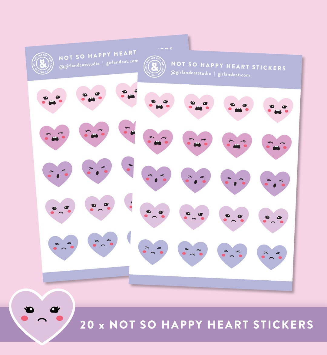 Not so Happy Heart Planner Stickers: Kawaii Mood Tracker - Etsy