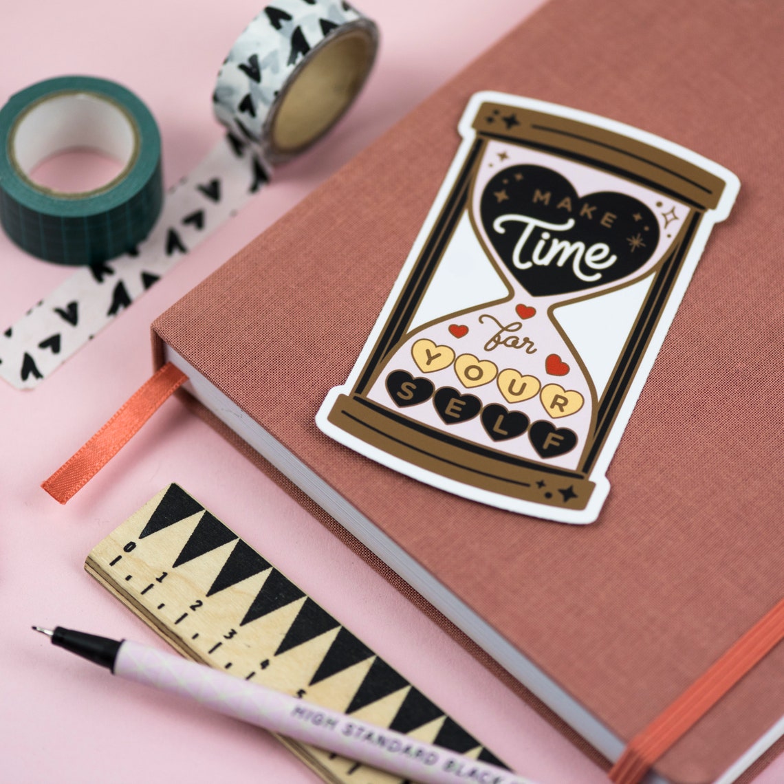 Hourglass Vinyl Sticker, Make Time for Yourself, Self Care Stickers ...