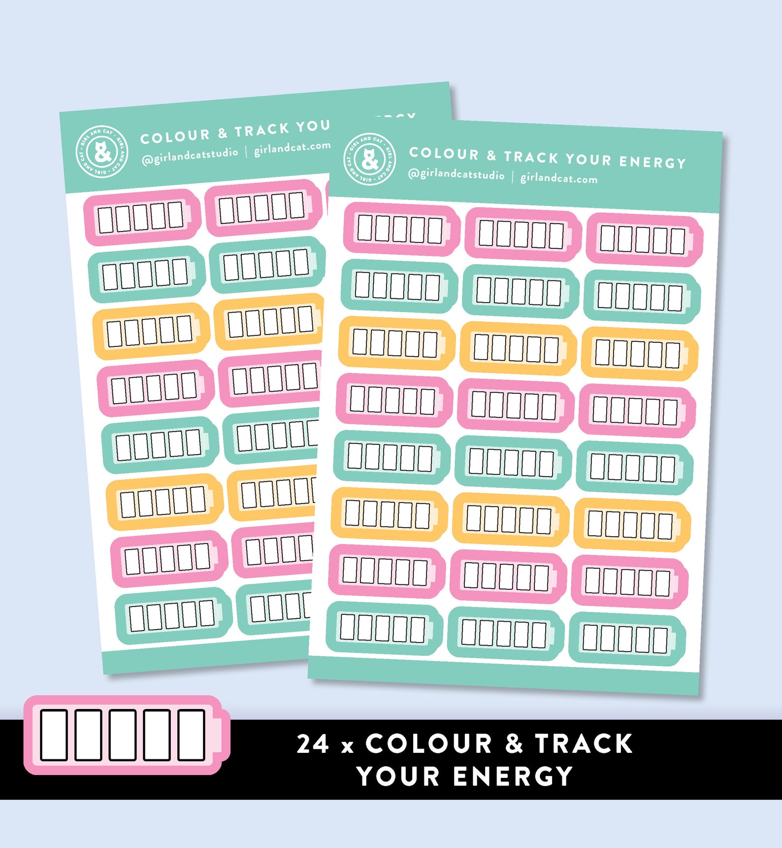 Colour and Track Your Energy Stickers Tracker Planner - Etsy UK