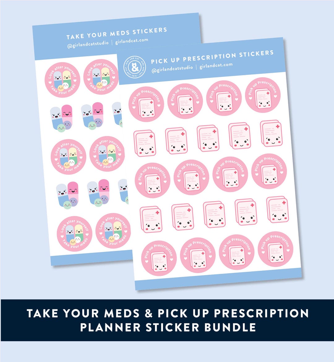 Prescription and Medication Planner Sticker Bundle - 2 X Sticker Sheets ...